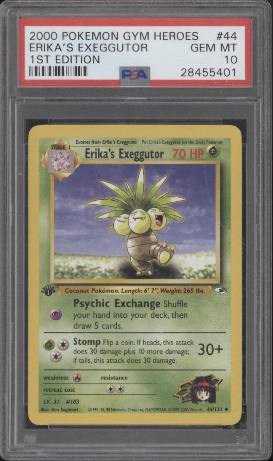 Erika's Exeggutor Pokemon Gym Heroes 1st Edition #44 PSA 10 | Collector Store LLC
