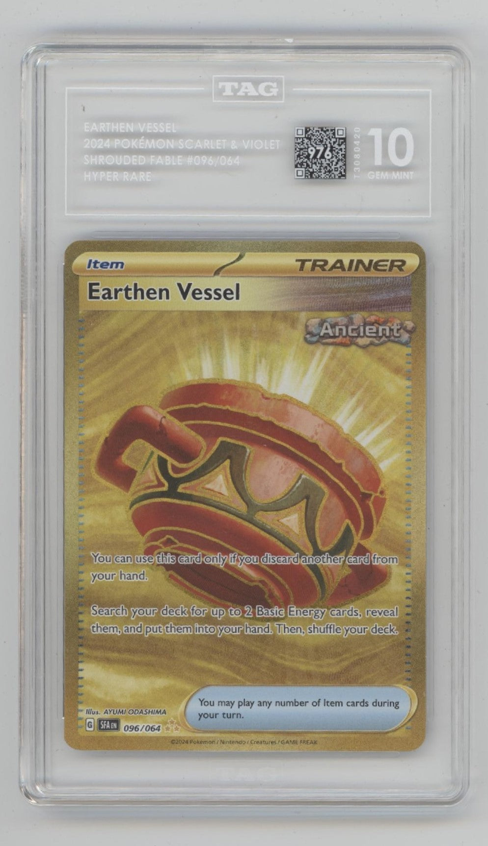 Earthen Vessel Pokemon Shrouded Fable Hyper Rare #096 TAG 10 ...