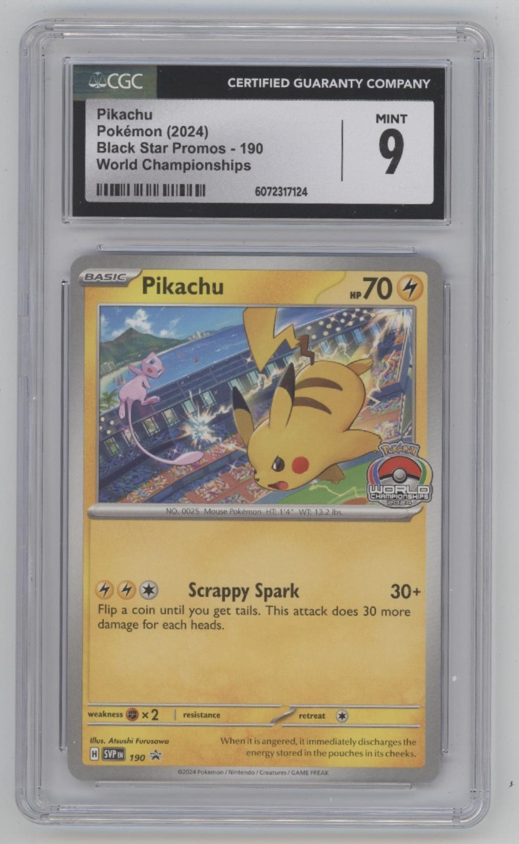 Pikachu Pokemon Scarlet & Violet Promo World Champions #190 CGC 9