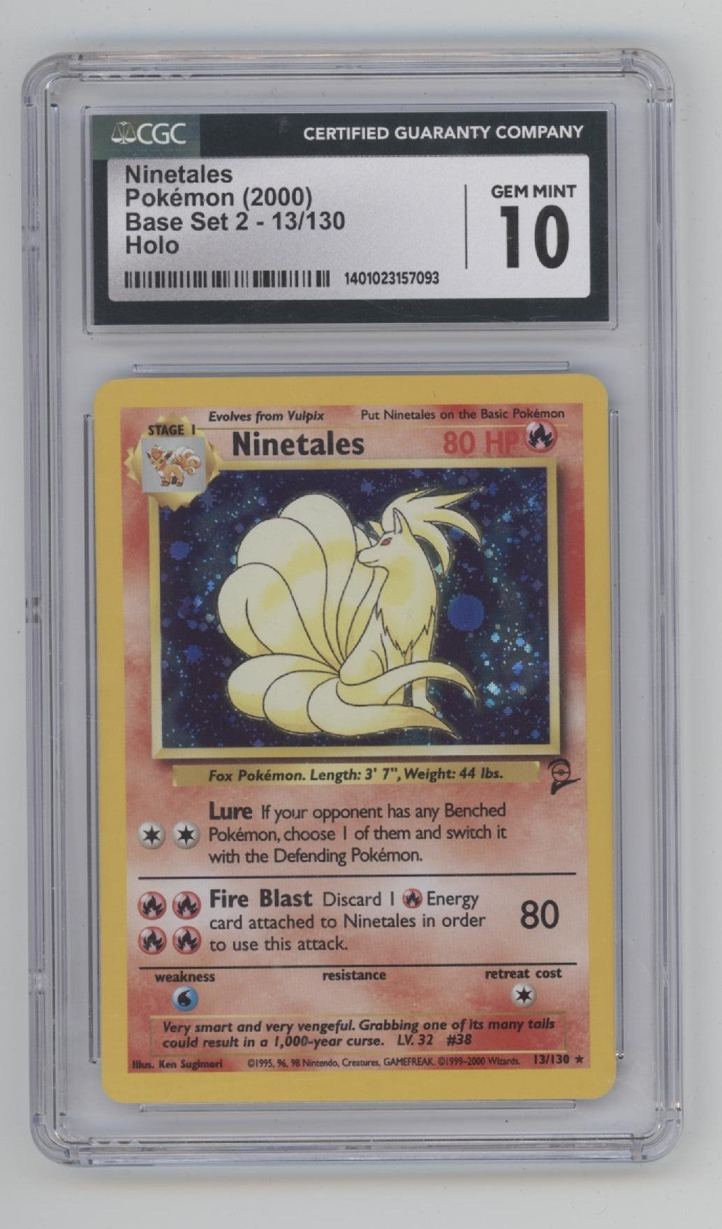 Ninetales Pokemon Base Set 2 Holo #13 CGC 10