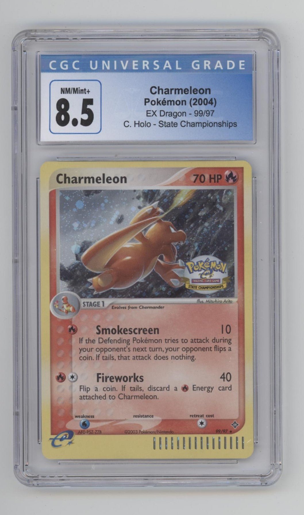Charmeleon Pokemon EX Dragon Cosmic Holo State Championships #99 CGC 8. ...
